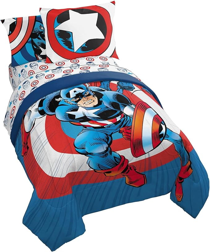 Marvel Comics 1st Avenger 7 Piece Full Size Bed Set with Shams ...