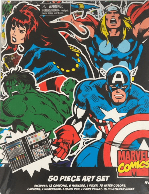 Marvel Comics 50-Piece Art Set for Kids – Crayons, Markers, Paints ...