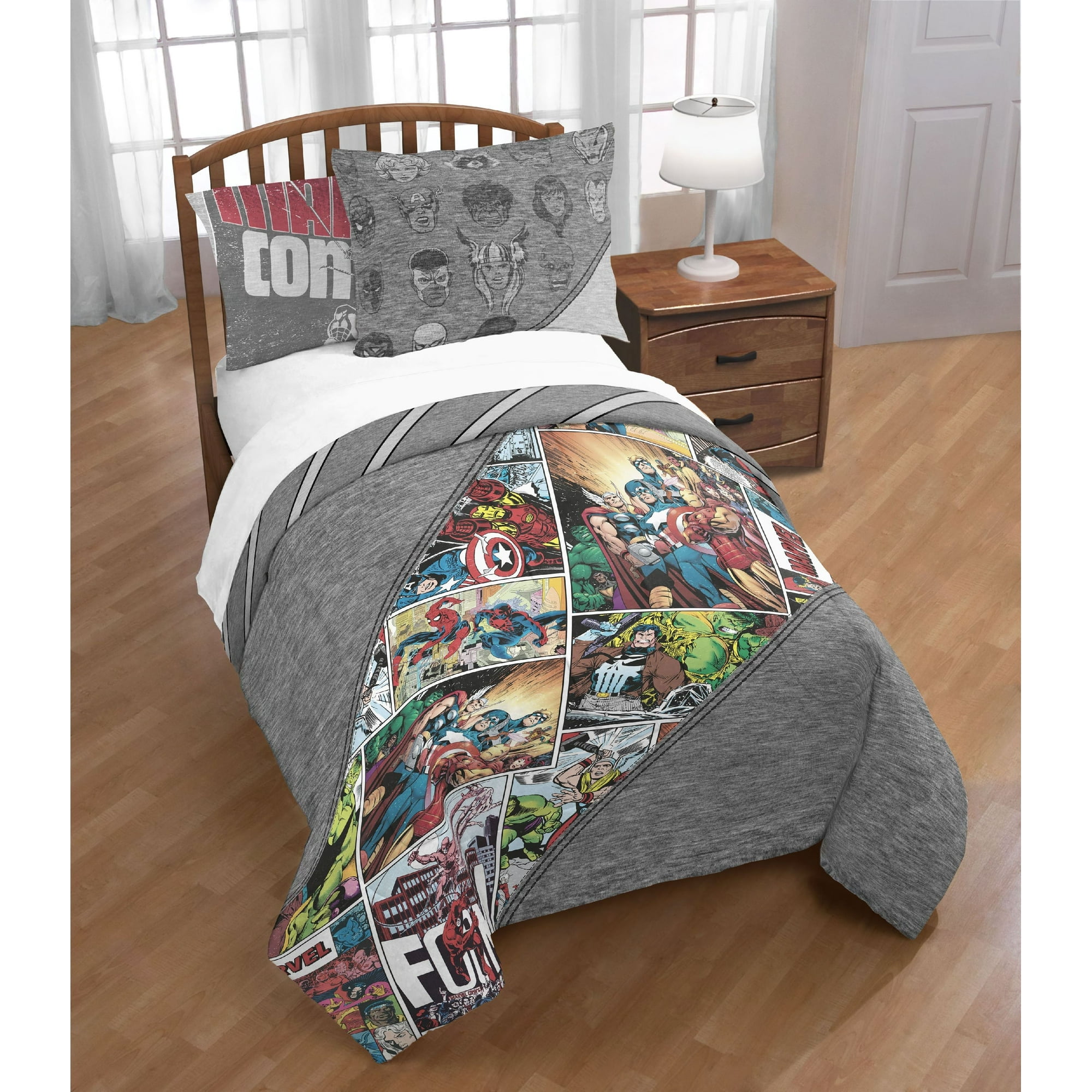 Marvel Comics 80th Anniversary Superhero Twin Comforter & Sham Set ...