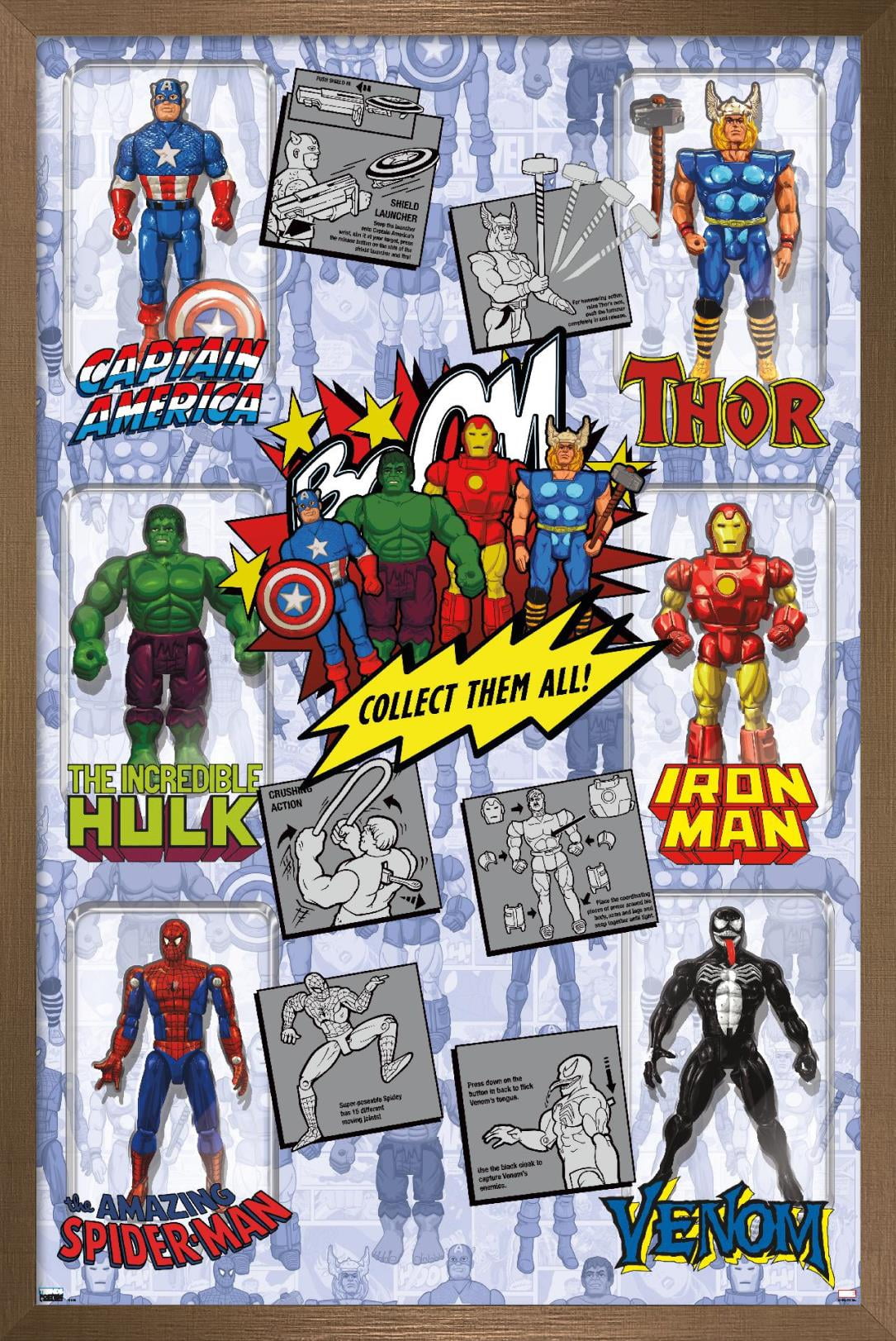 Marvel Comics - Action Figures Wall Poster, 22.375" x 34", Framed ...