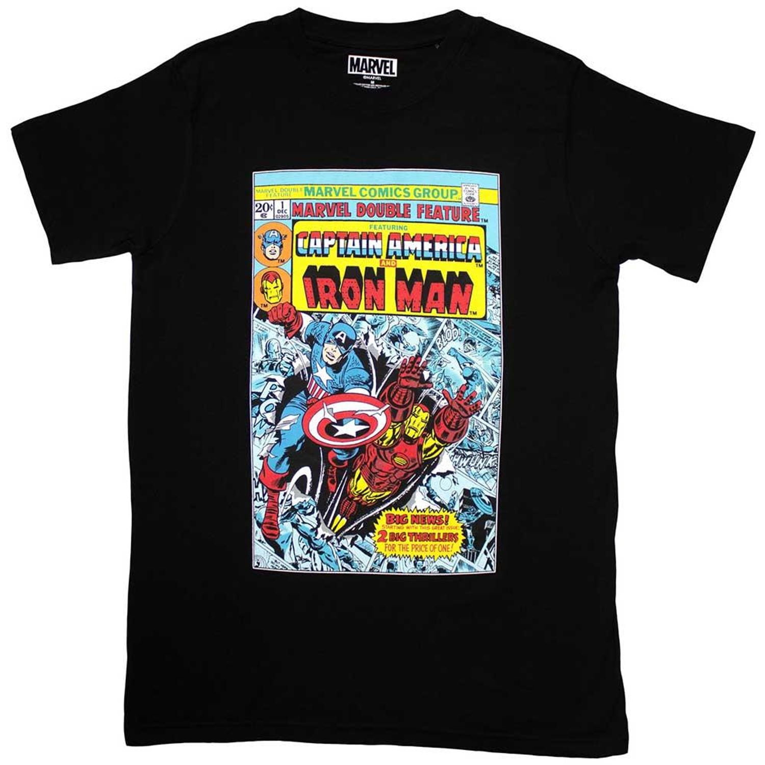 Marvel Comics Adult Captain America & Iron Man Comic Cover T-Shirt ...