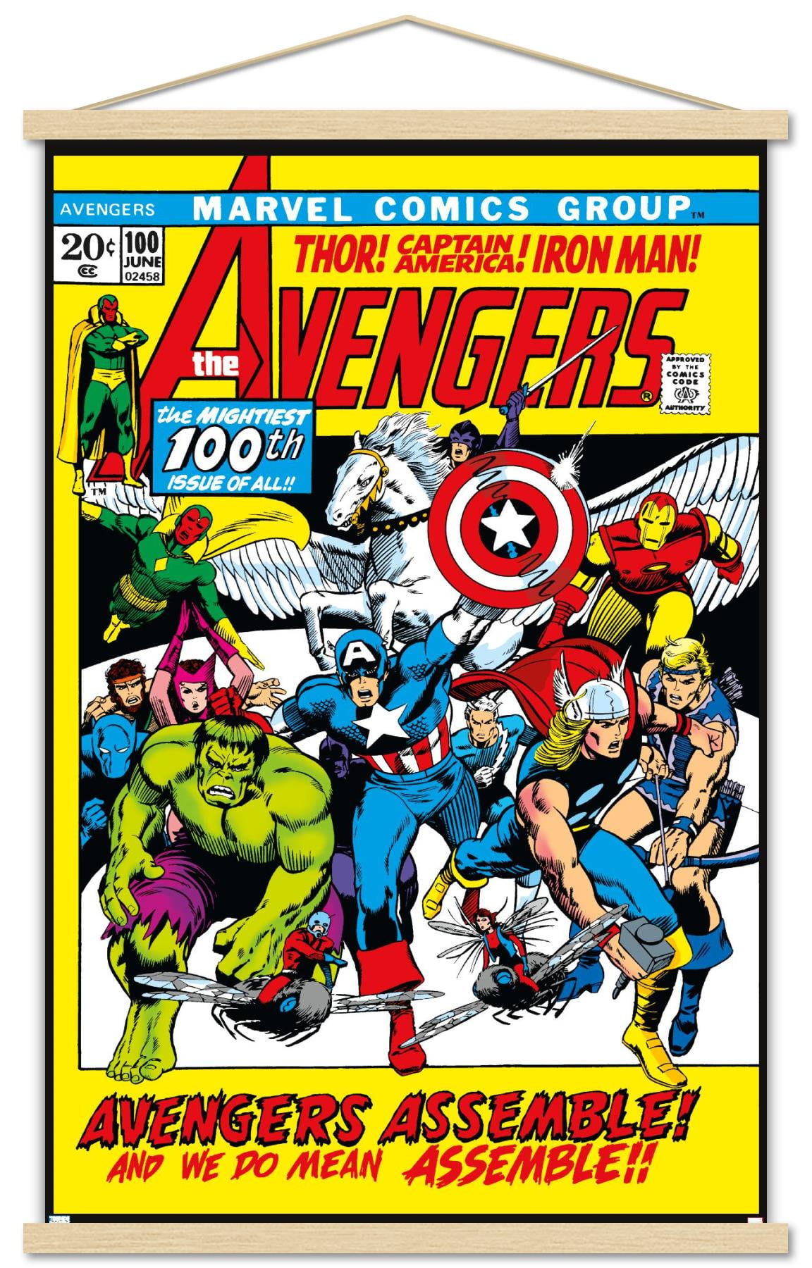 Marvel Comics - Avengers #100 Wall Poster with Magnetic Frame, 22.375 ...