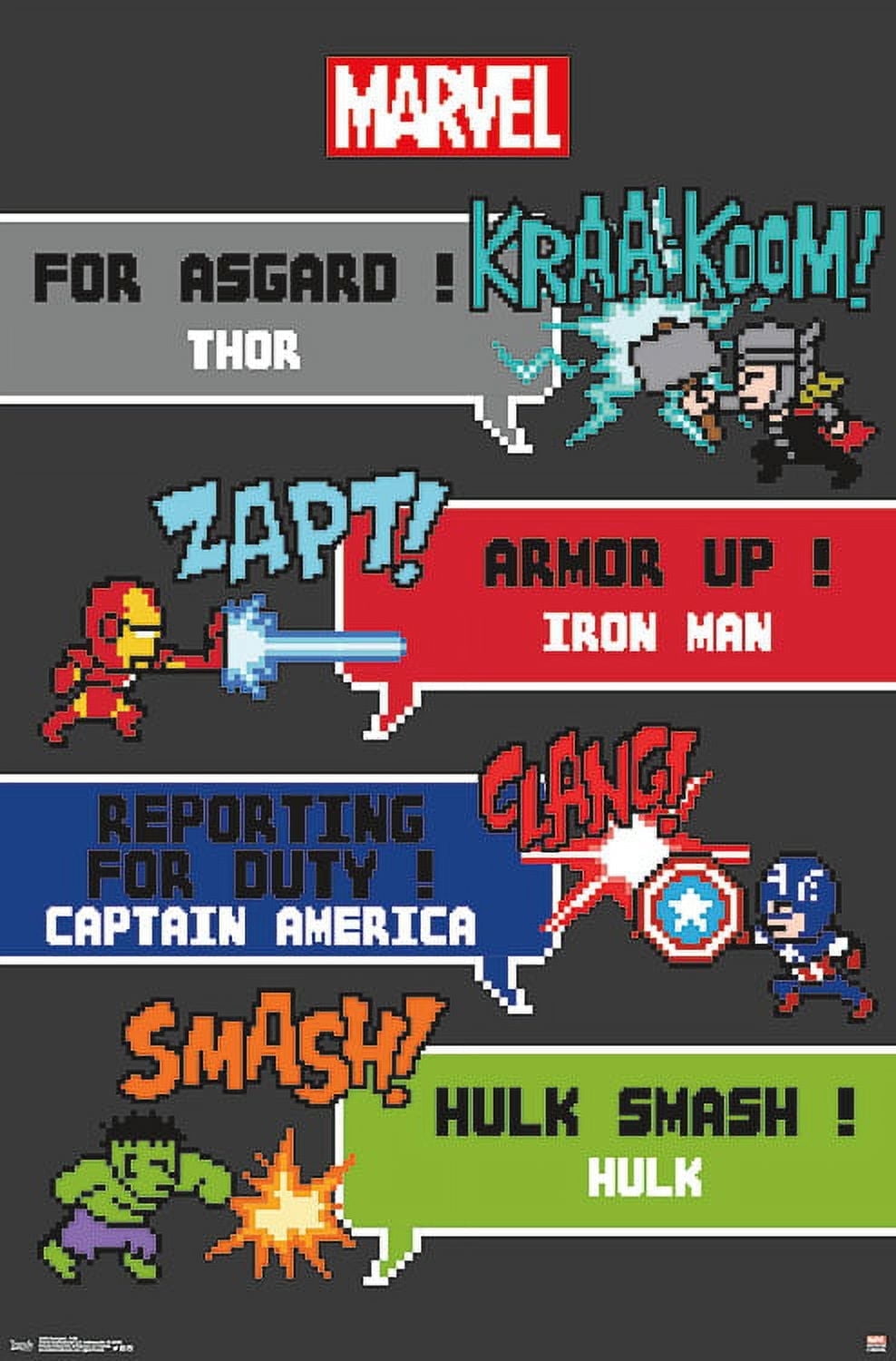 Marvel Comics - Avengers - 8 Bit Wall Poster, 22.375" x 34" - Walmart.com