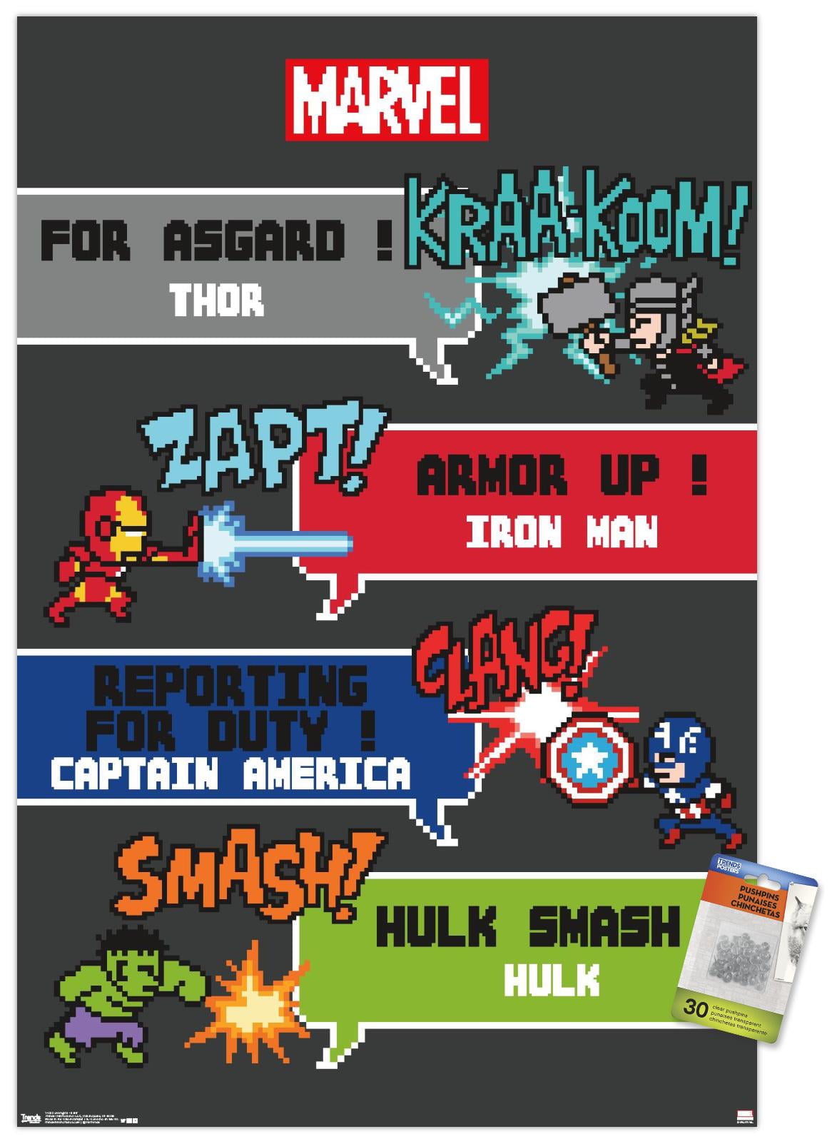 Marvel Comics - Avengers - 8 Bit Wall Poster with Push Pins, 22.375" x ...