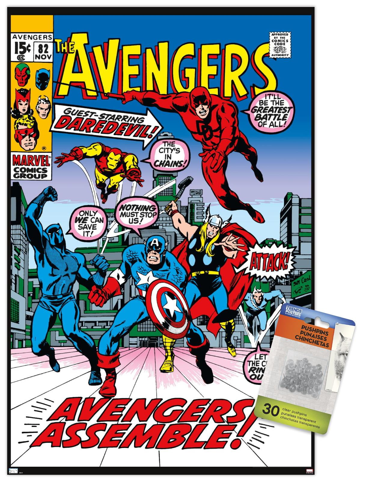 Marvel Comics - Avengers #82 Wall Poster with Push Pins, 14.725" x 22. ...