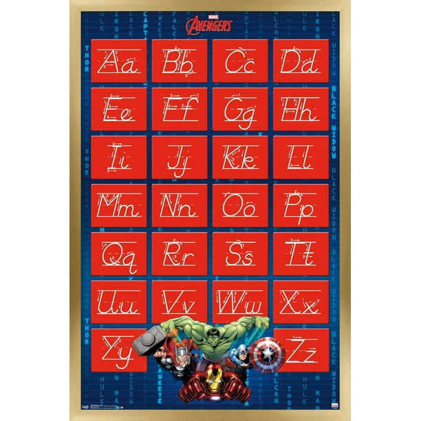 Marvel Comics - Avengers - Alphabet - Write Letters Wall Poster, 14.725 ...