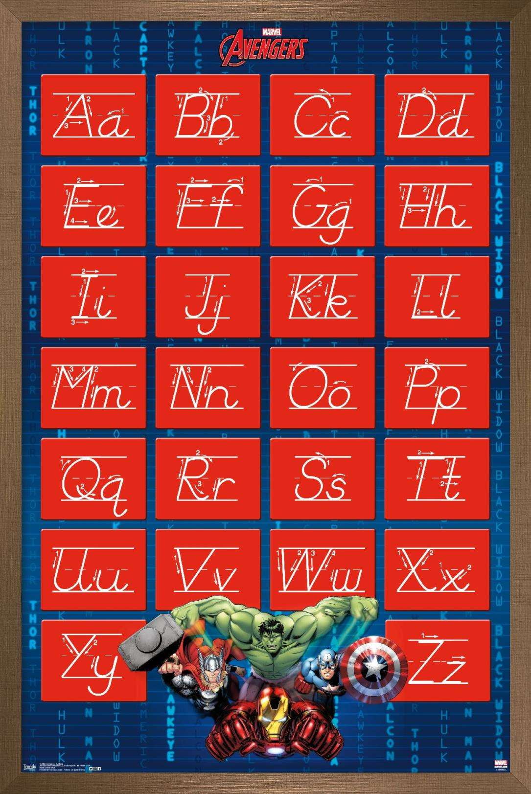 Marvel Comics - Avengers - Alphabet - Write Letters Wall Poster, 22.375 ...