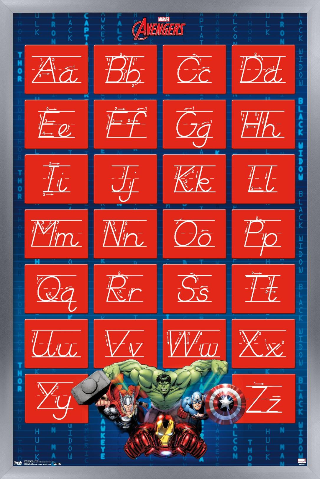Marvel Comics - Avengers - Alphabet - Write Letters Wall Poster, 22.375 ...