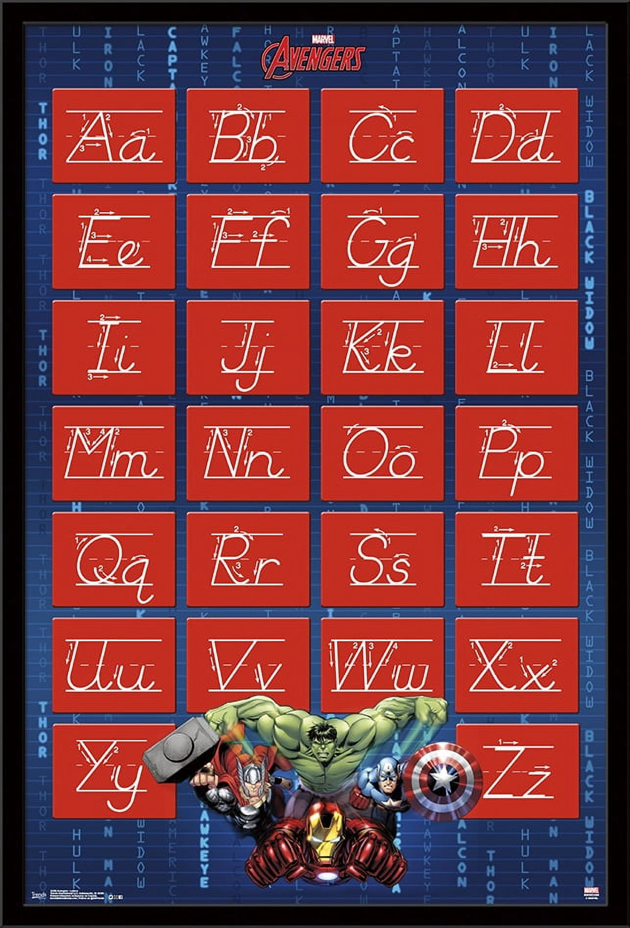 Marvel Comics - Avengers - Alphabet - Write Letters Wall Poster, 22.375 ...