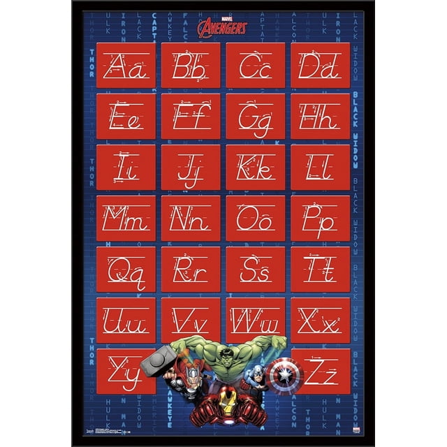 Marvel Comics - Avengers - Alphabet - Write Letters Wall Poster, 22.375 ...