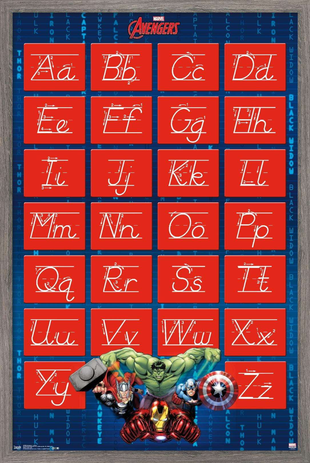 Marvel Comics - Avengers - Alphabet - Write Letters Wall Poster, 22.375 ...