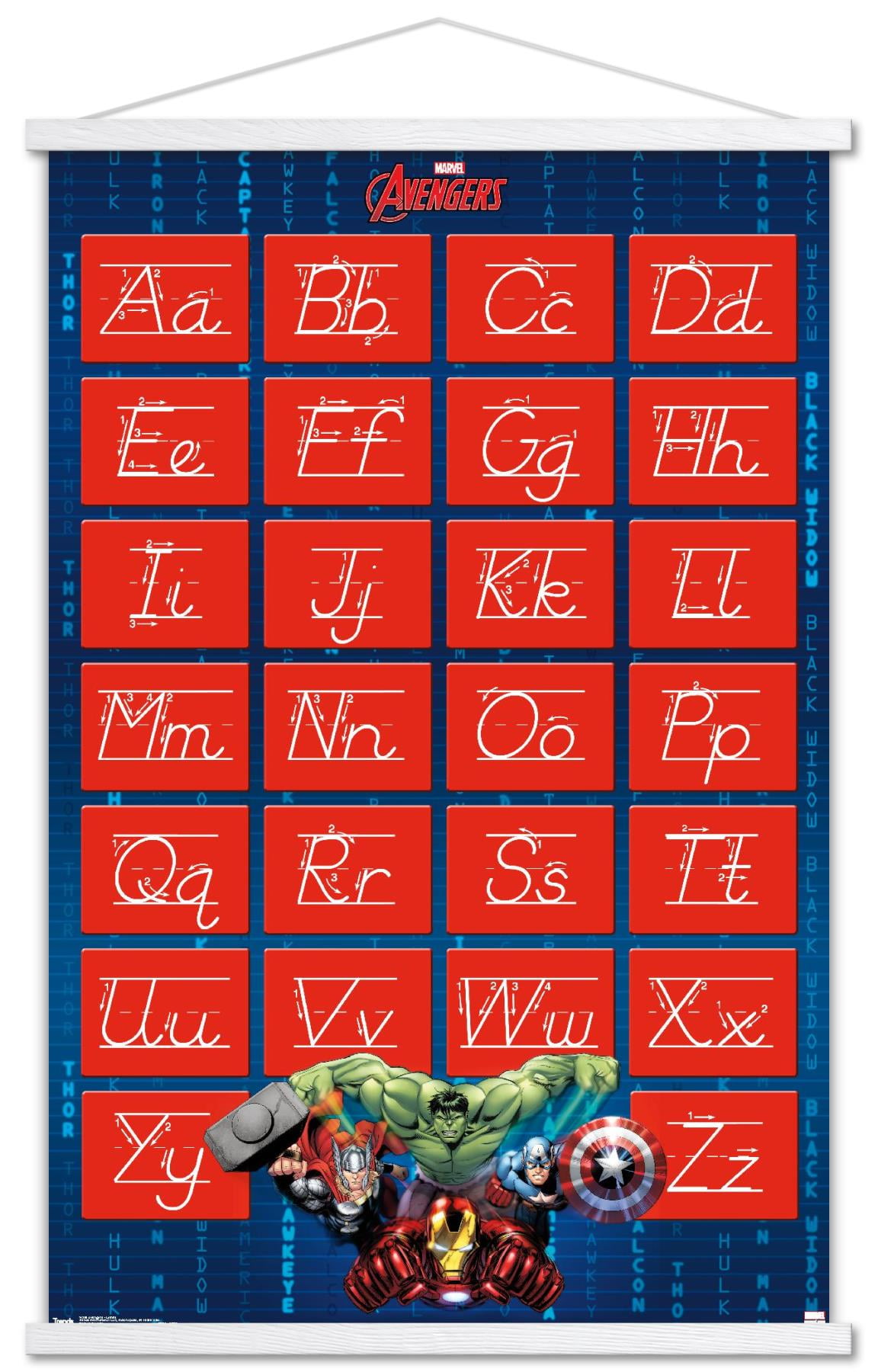 Marvel Comics - Avengers - Alphabet - Write Letters Wall Poster with ...