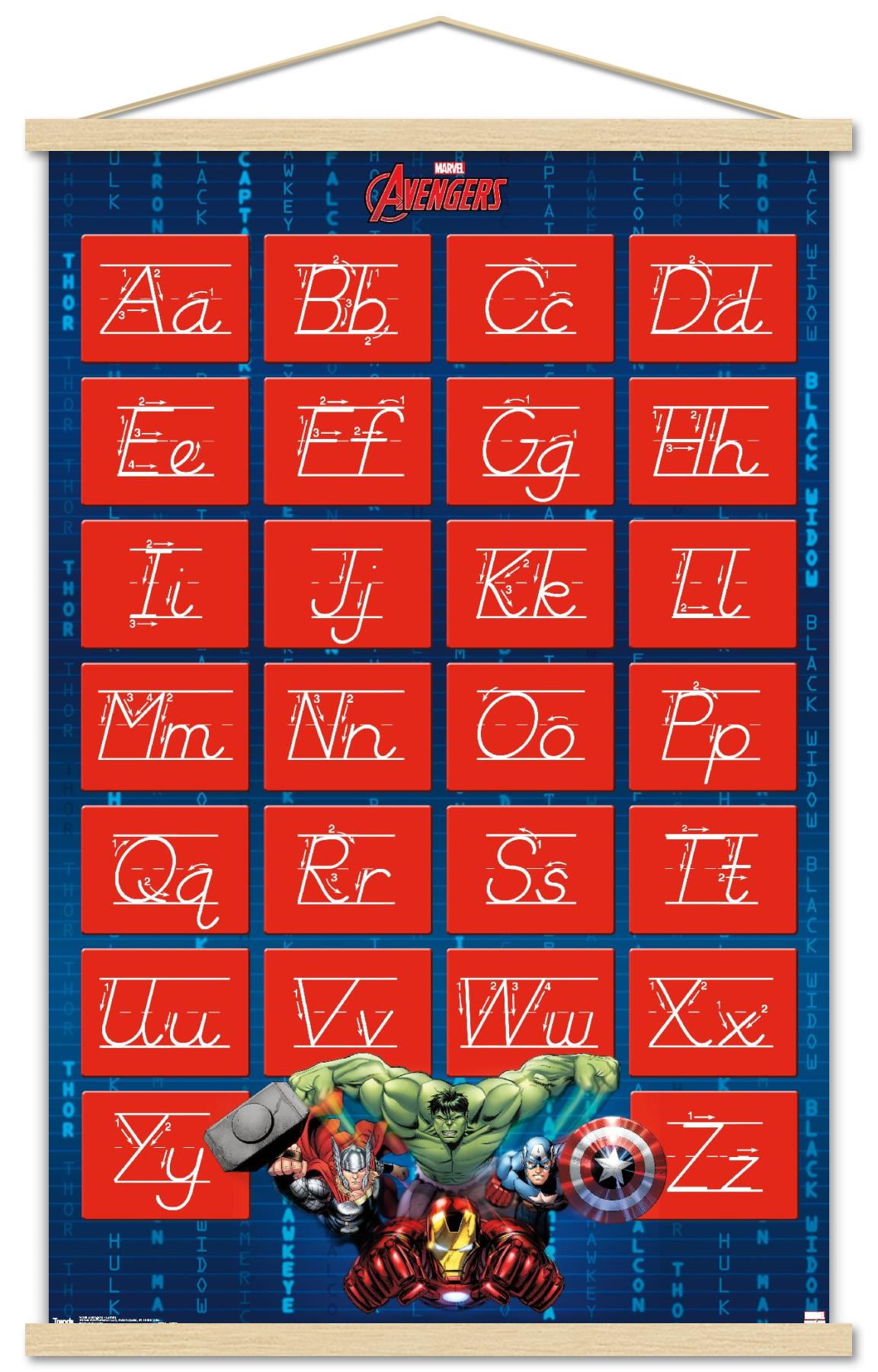 Marvel Comics - Avengers - Alphabet - Write Letters Wall Poster with ...