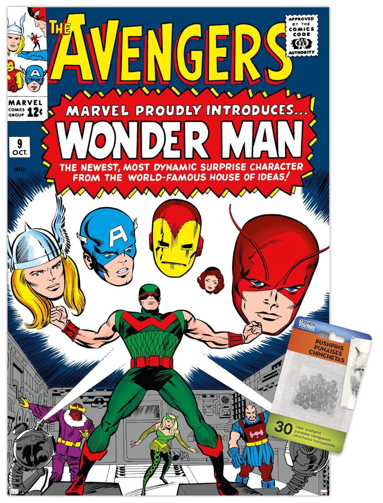 Marvel Comics Avengers - Avengers #9 Wall Poster with Push Pins, 14.725 ...