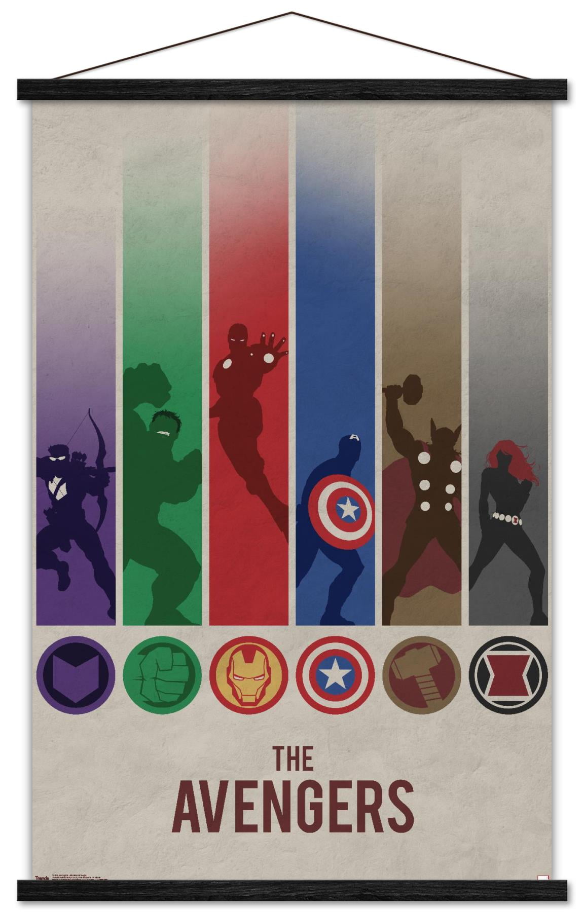 Marvel Comics - Avengers - Minimalist Logo Wall Poster with Wooden ...
