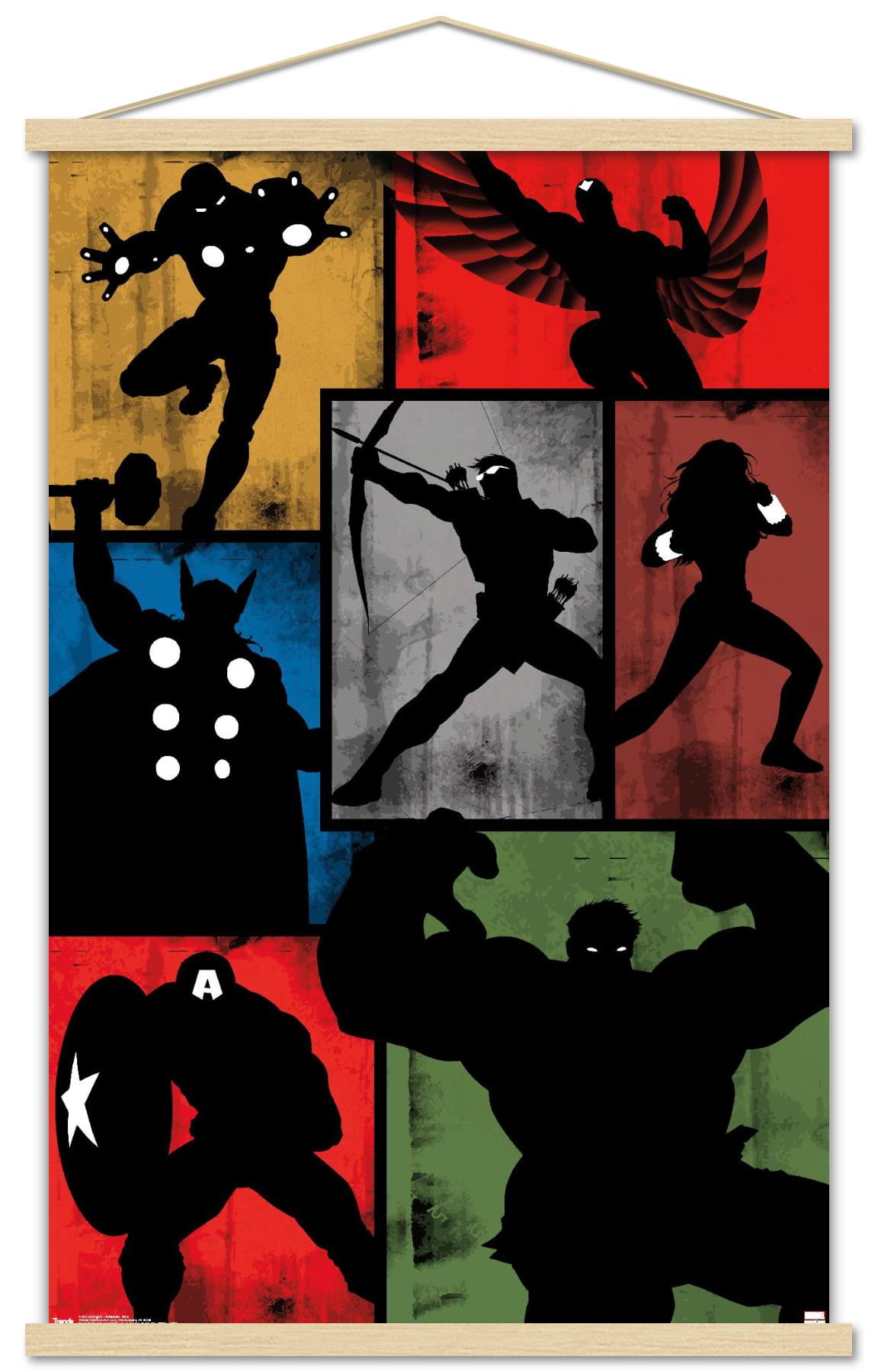 Marvel Comics - Avengers - Simplistic Grid Wall Poster with Wooden ...