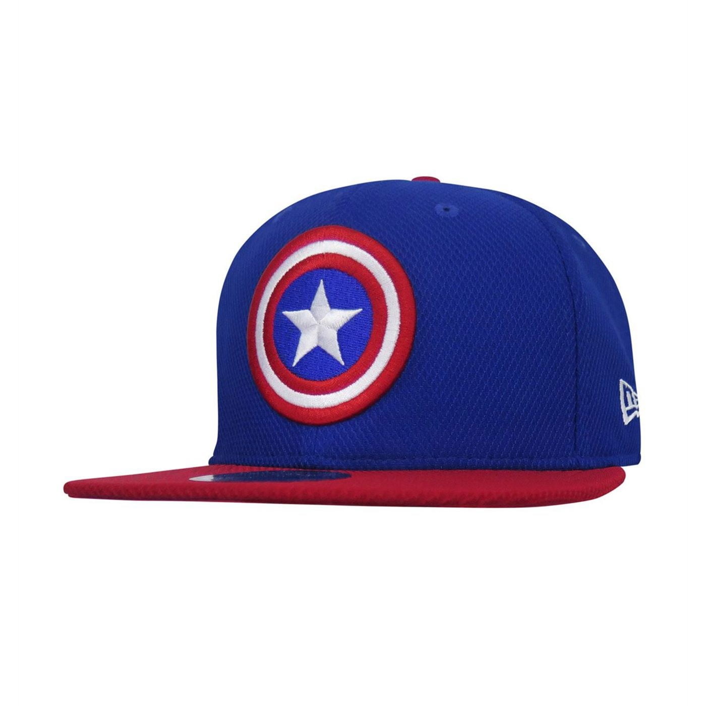 Marvel Comics Captain America Shield Blue New Era 9Fifty Adjustable ...