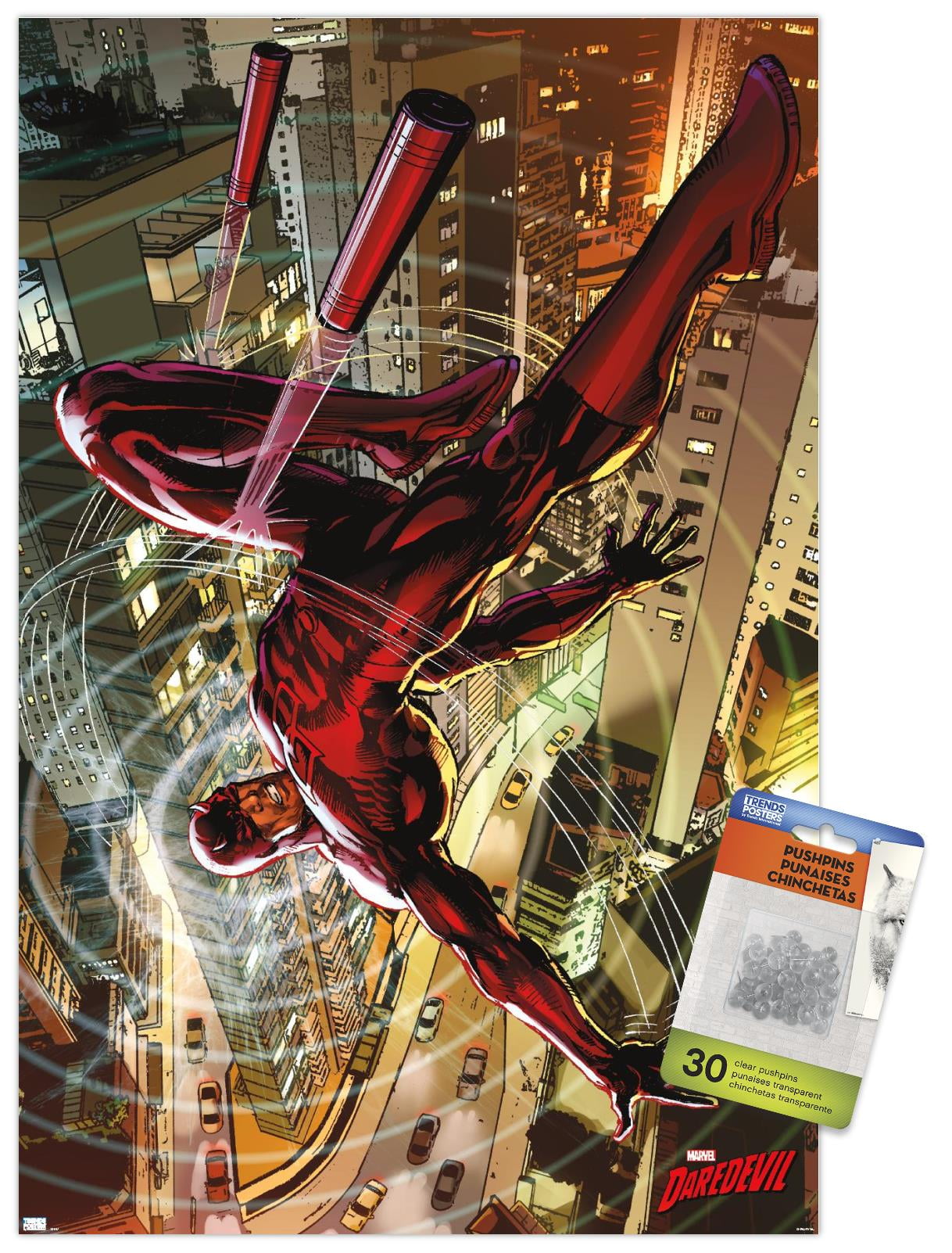 Marvel Comics Daredevil - Rooftop Cover Wall Poster with Push Pins, 14. ...