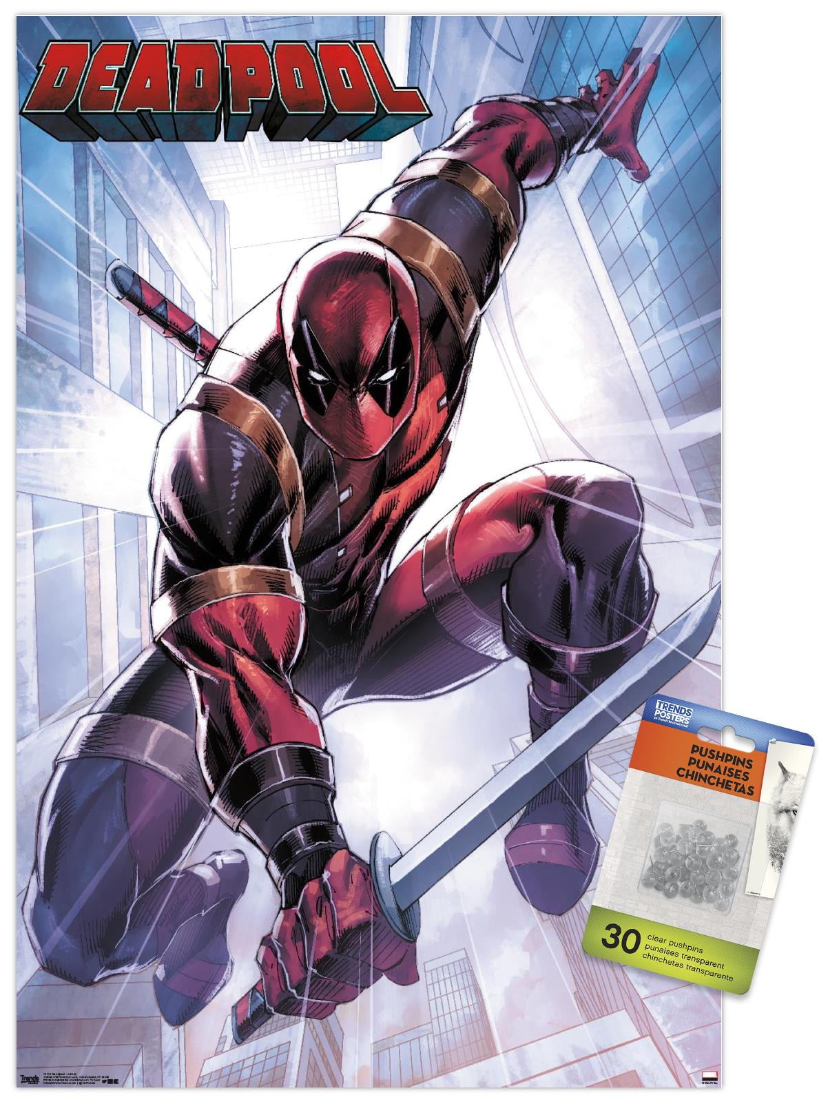 Marvel Comics - Deadpool - Attack Wall Poster with Push Pins, 14.725" x ...