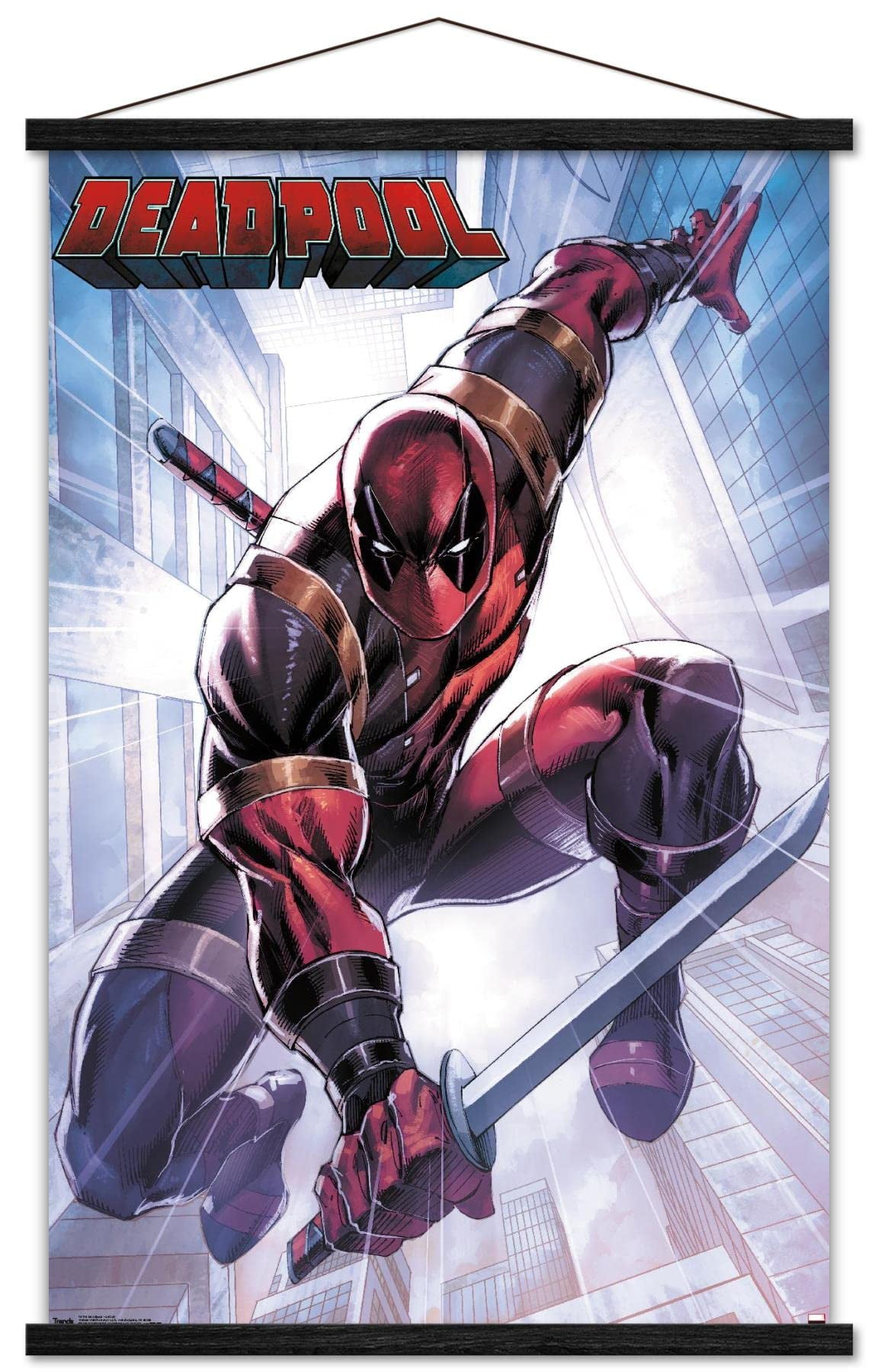 Marvel Comics - Deadpool - Attack Wall Poster with Wooden Magnetic ...