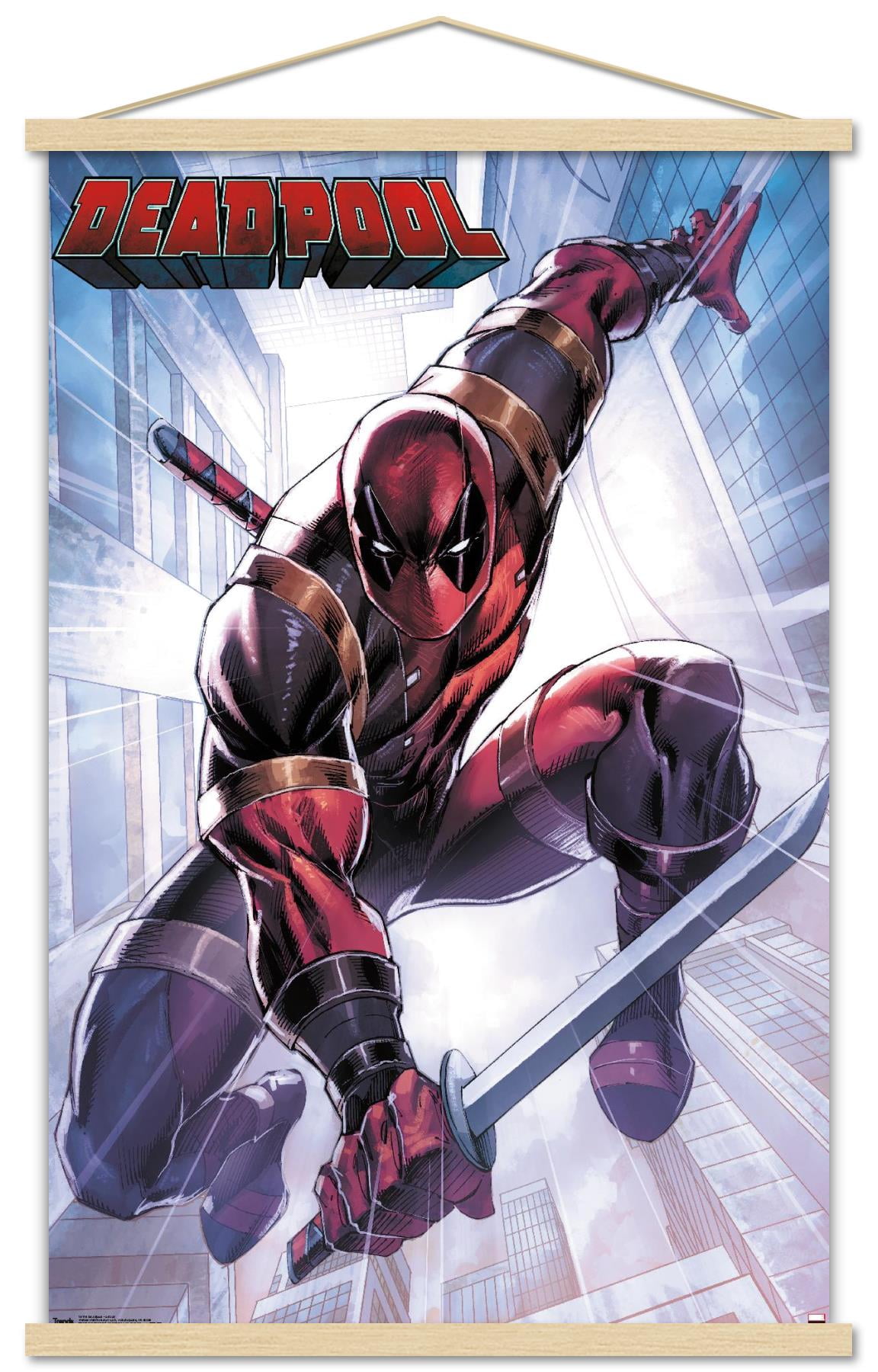 Marvel Comics - Deadpool - Attack Wall Poster with Wooden Magnetic ...