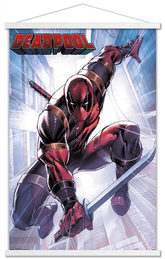Marvel Comics - Deadpool - Attack Wall Poster with Wooden Magnetic ...