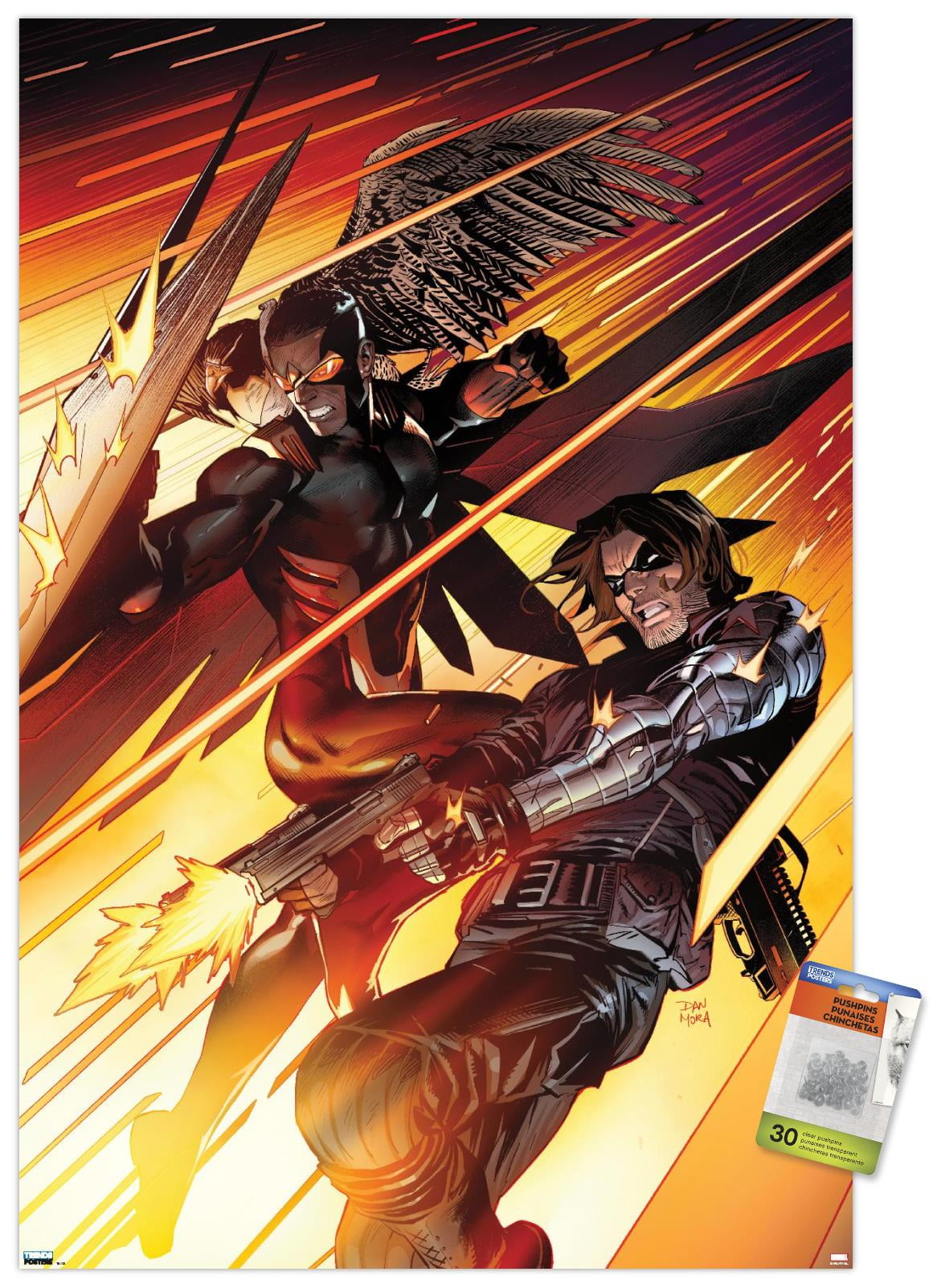 Marvel Comics Falcon and Winter Soldier - Team-Up Wall Poster with Push ...