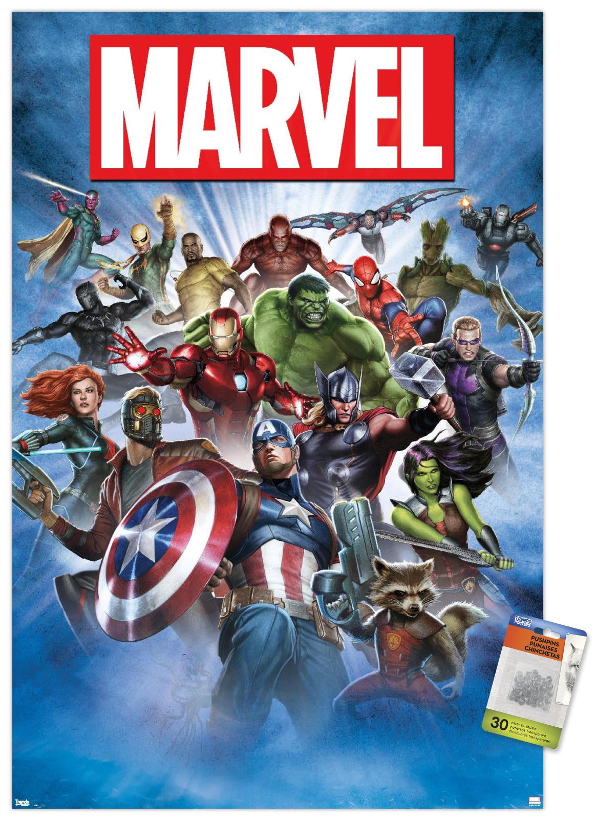 Marvel Comics Group Shot Wall Poster with Push Pins, 22.375" x 34 ...