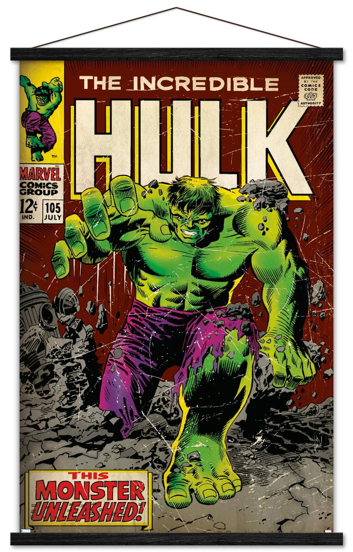 Marvel Comics - Hulk - Incredible Hulk #105 Wall Poster with Wooden ...