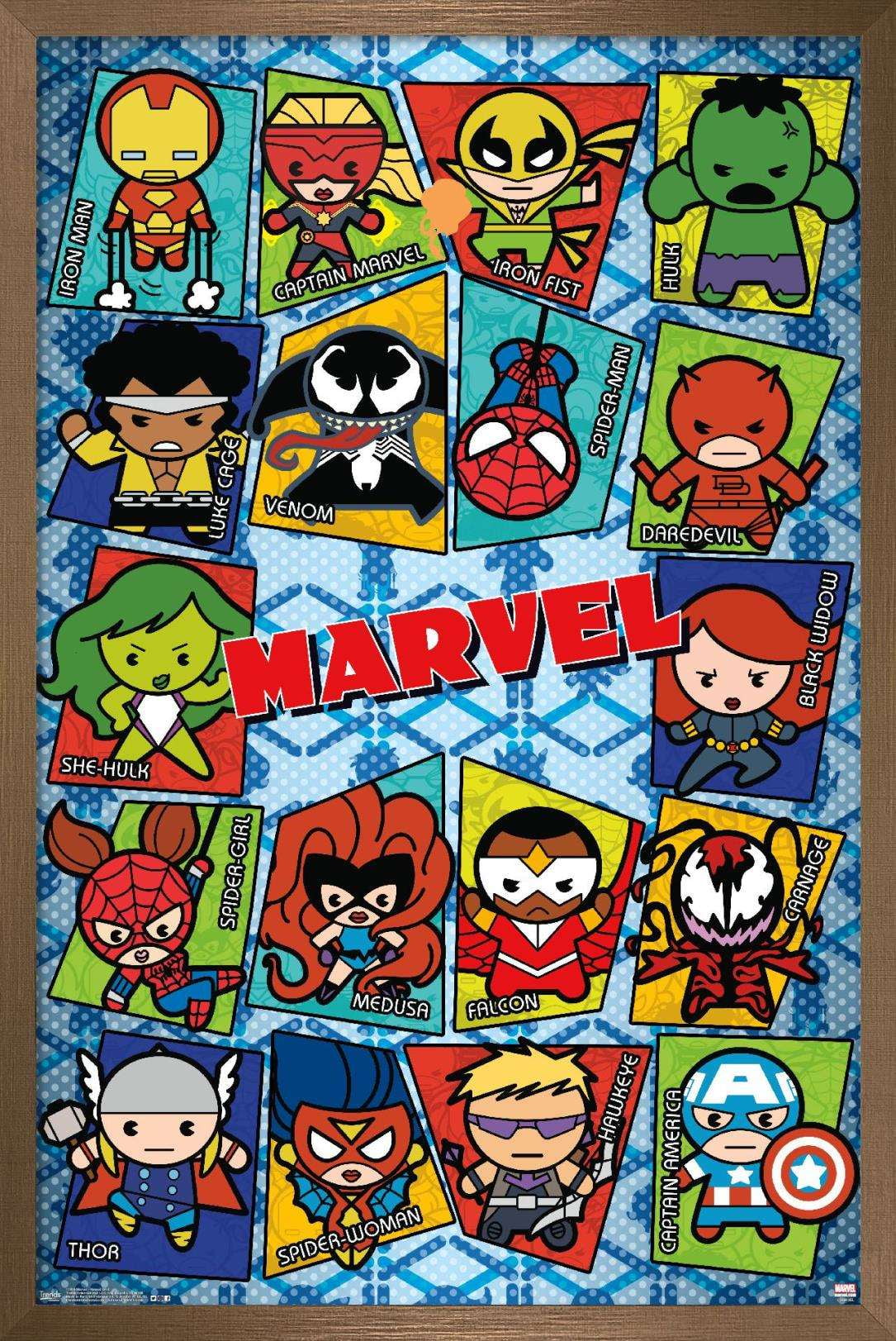 Marvel Comics - Kawaii Grid Wall Poster, 22.375" x 34", Framed ...