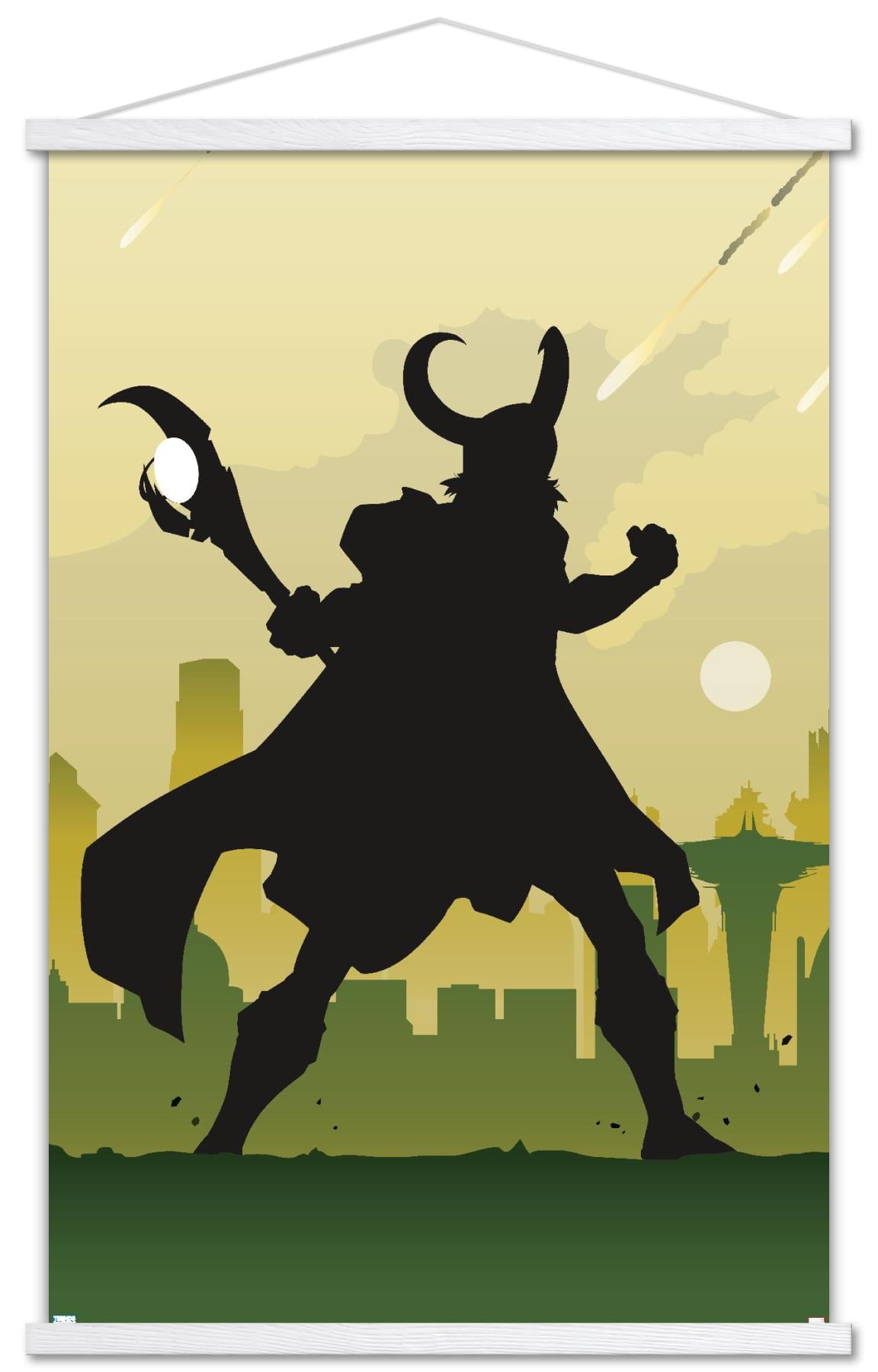 Marvel Comics - Loki - Minimalist Wall Poster with Wooden Magnetic ...