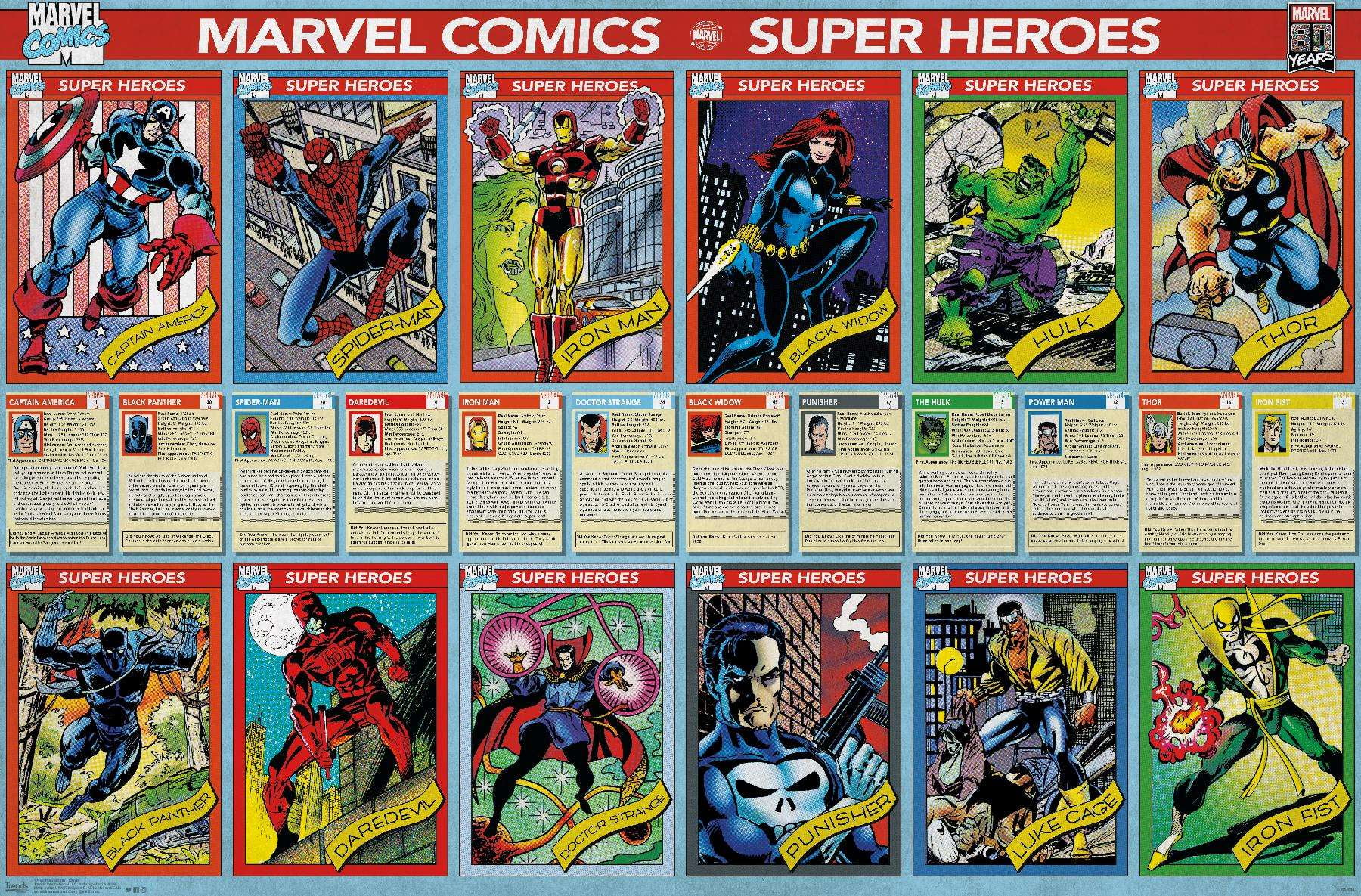 Marvel Comics - Marvel 80th Anniversary - Cards Wall Poster, 14.725" x ...