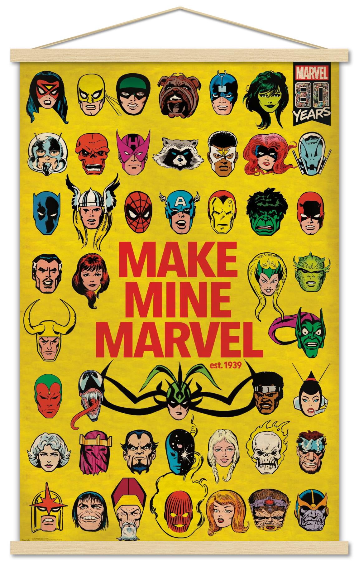 Marvel Comics Marvel 80th Anniversary - Group Wall Poster with Magnetic ...