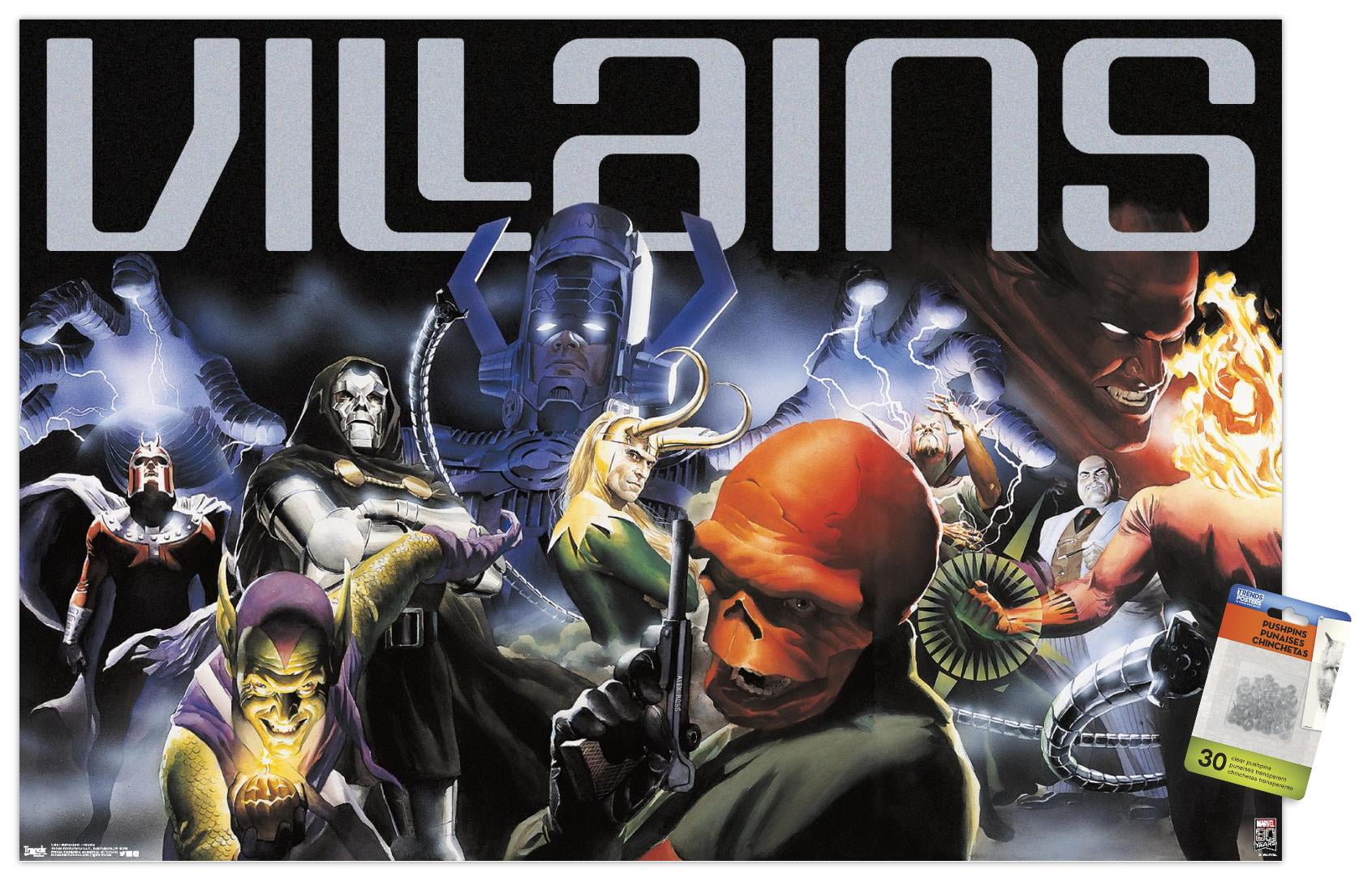 Marvel Comics Marvel 80th Anniversary - Villains Wall Poster with Push ...