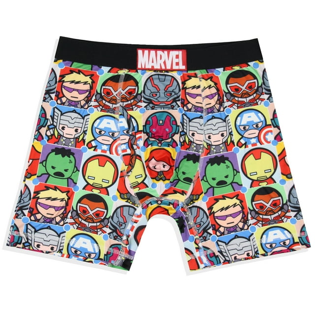 Marvel Comics Men's Kawaii Superhero Character Grid Boxers Underwear ...
