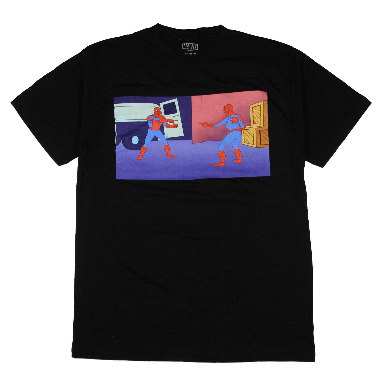 Marvel Comics Men's Spider-Man Pointing at Spider-Man Scene Graphic T ...