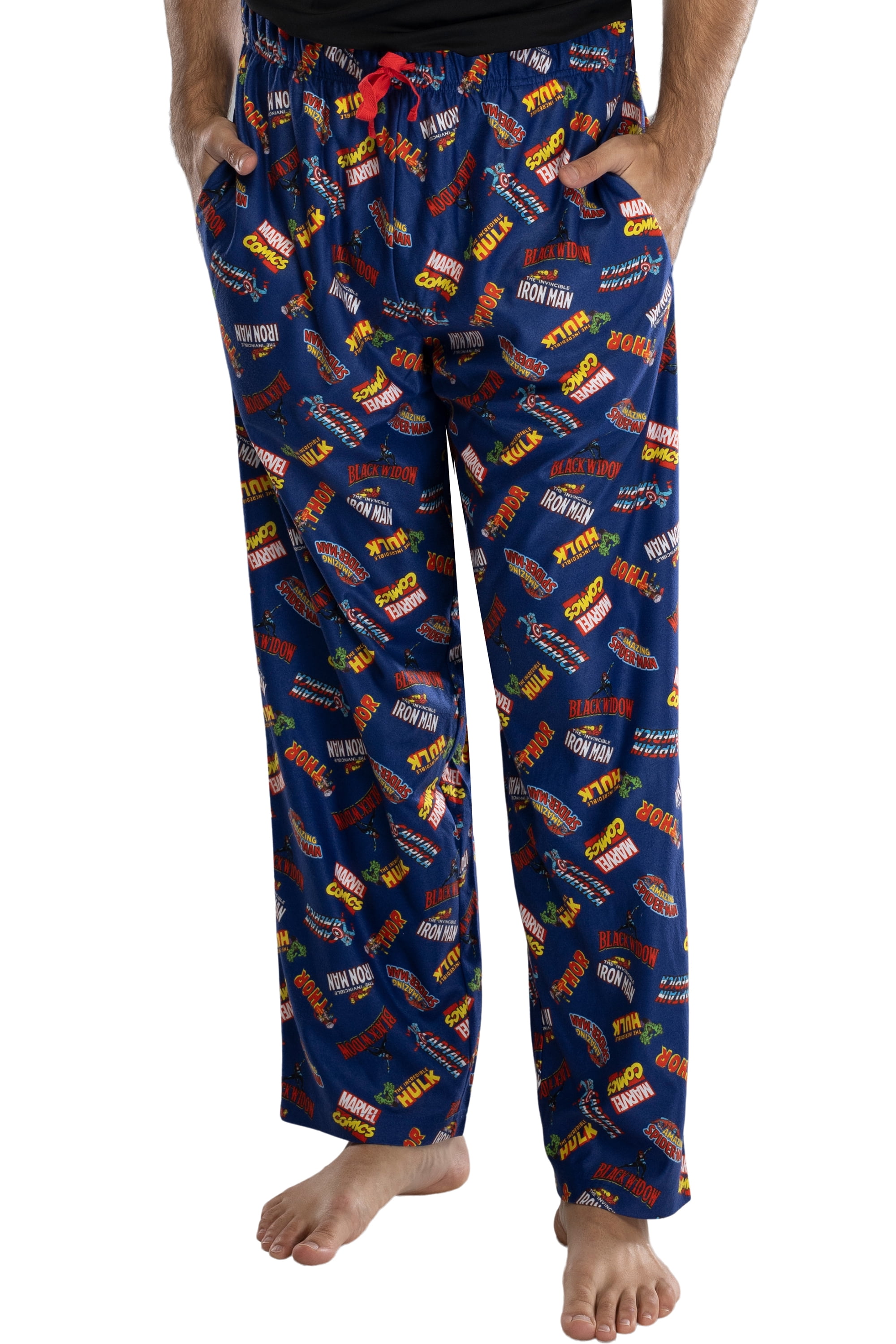 Marvel Comics Men's Pajama Pants Superhero Logo Iron Man Thor Captain ...