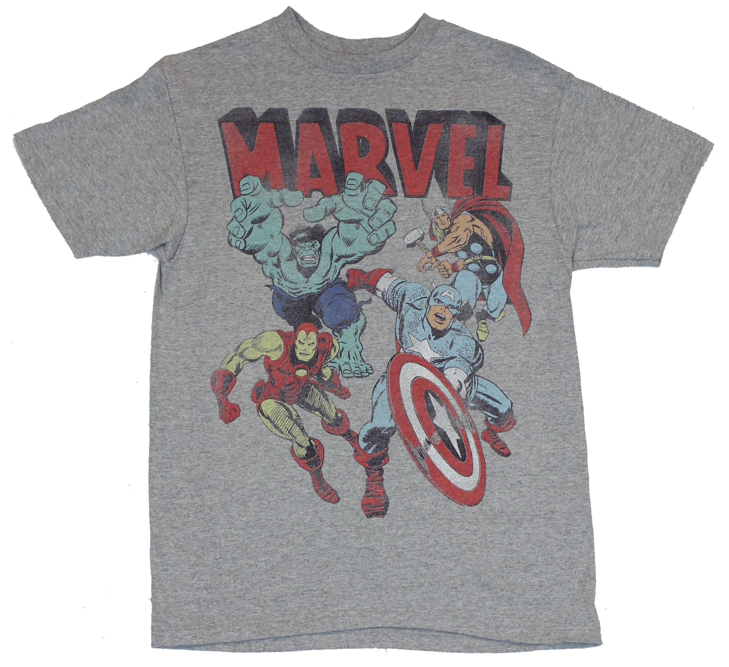 Marvel Comics Mens T-Shirt - Thor, Incredible Hulk & More Super Faded ...