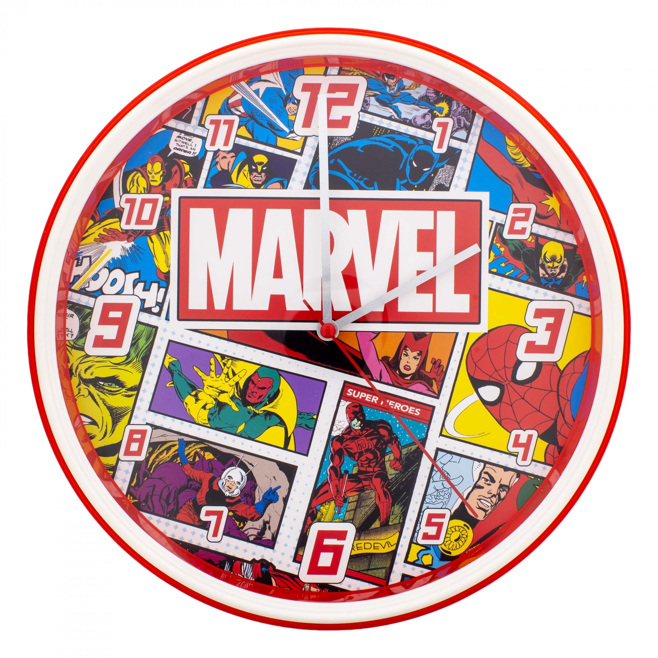 Marvel Comics Mixed Character Panels 12 Analog Round Wall Clock ...