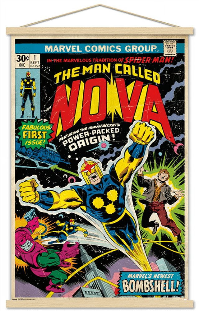 Marvel Comics - Nova - Cover #1 Wall Poster with Wooden Magnetic Frame ...