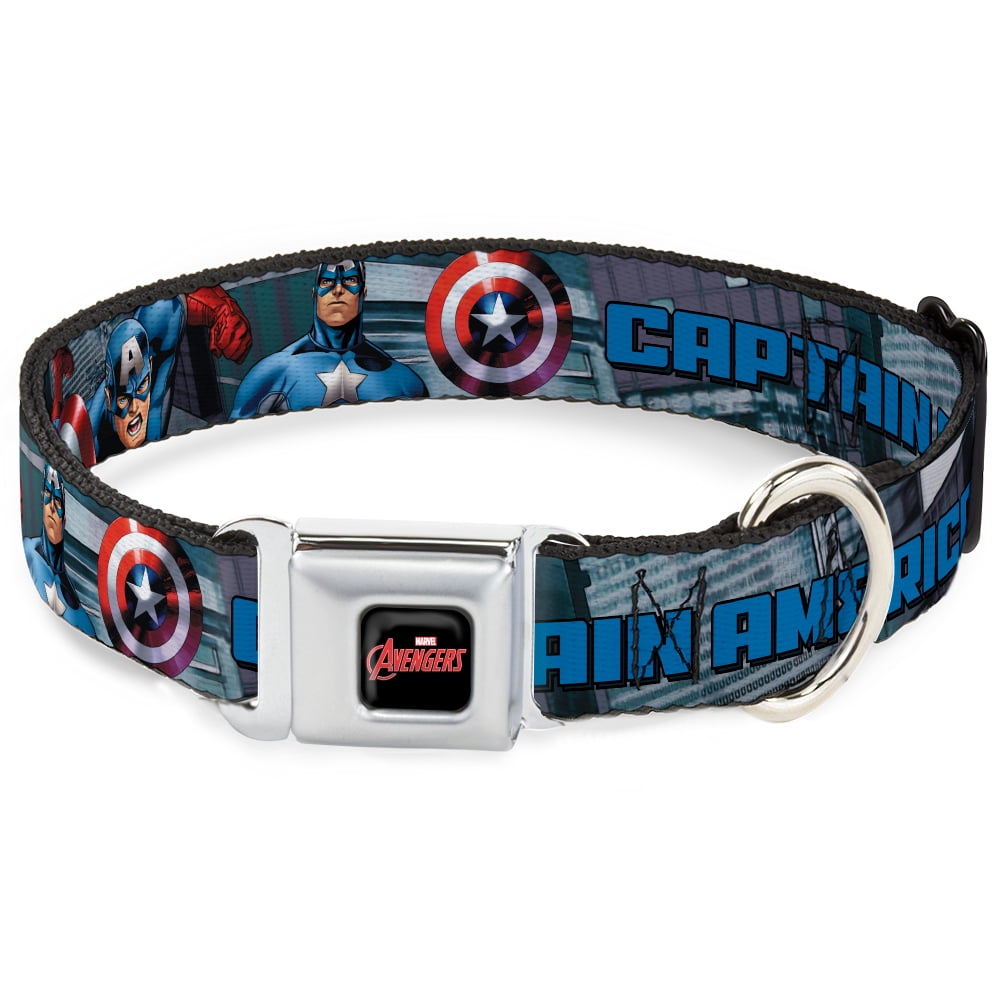 Marvel Comics Pet Collar, Dog Collar Metal Seatbelt Buckle, Captain ...