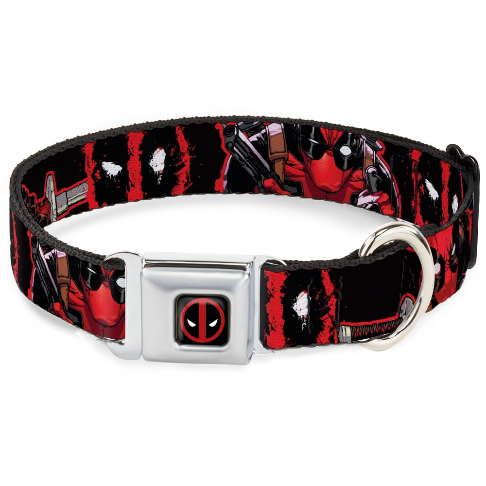 Marvel Comics Pet Collar, Dog Collar Metal Seatbelt Buckle, Deadpool ...