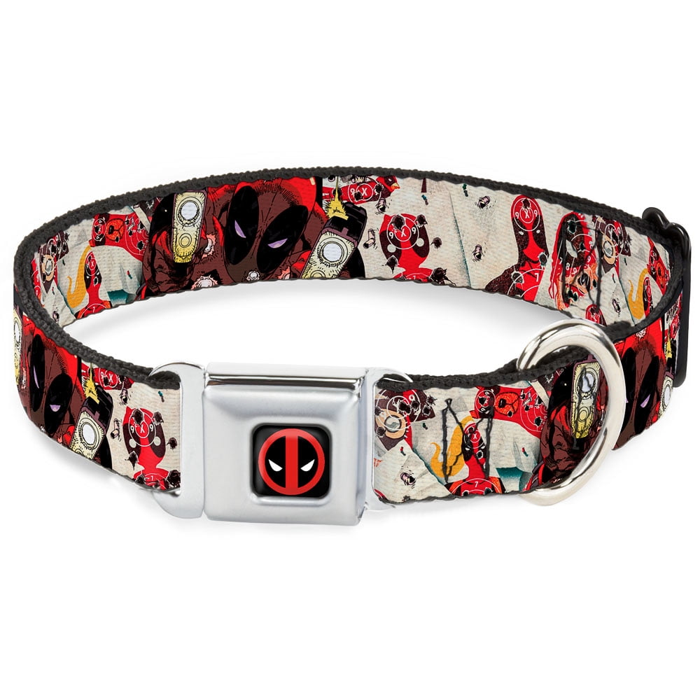 Marvel Comics Pet Collar, Dog Collar Metal Seatbelt Buckle, Deadpool ...