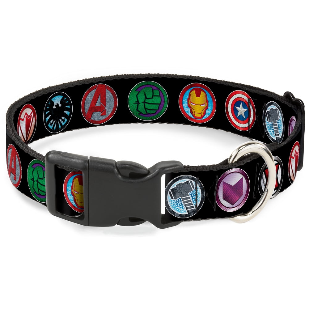 Marvel Comics Pet Collar, Dog Collar Plastic Buckle, Avenger Icons ...