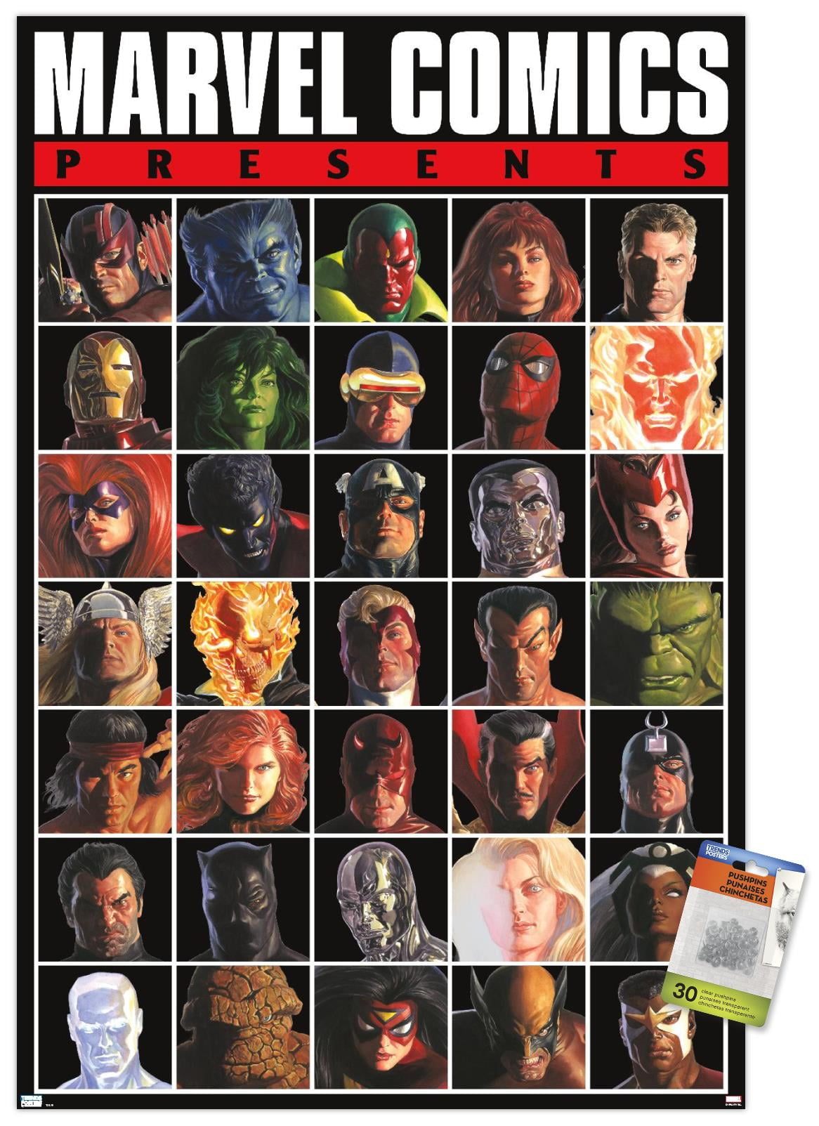 Marvel Comics Presents Grid Wall Poster with Push Pins, 22.375" x 34 ...