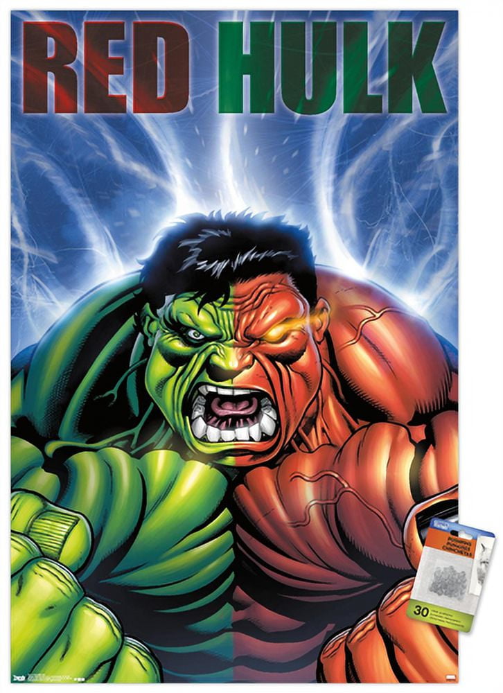Marvel Comics - Red Hulk - Cover #30 Wall Poster with Push Pins, 22.375 ...