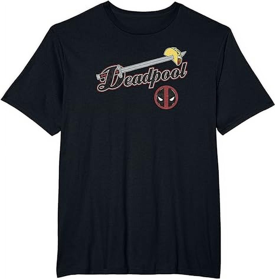 Marvel Comics Retro Classic Deadpool Sword Taco Logo T-Shirt - Walmart.com