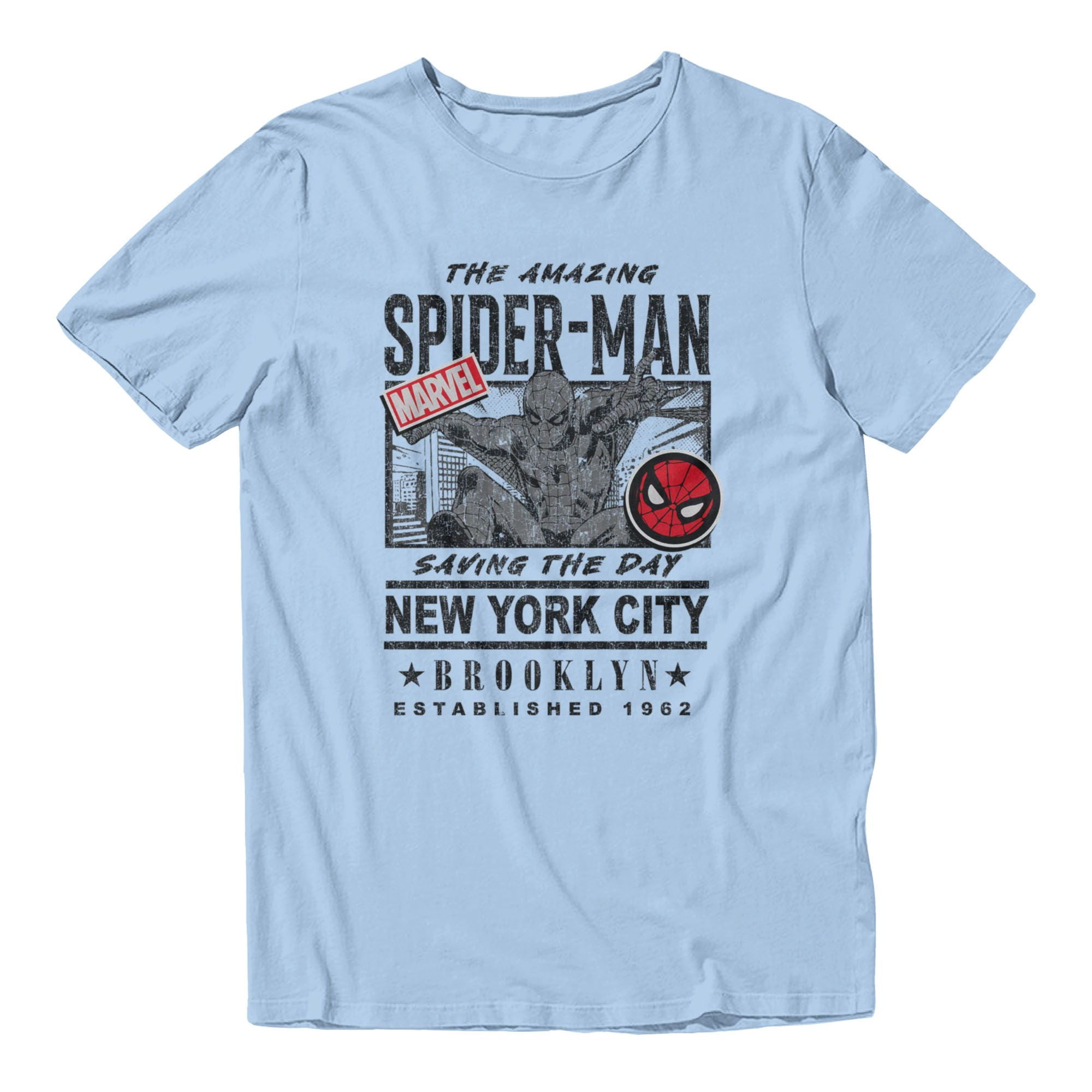 Marvel Comics Retro Spider-Man Monochrome Men's T Shirt (Light Blue, S ...