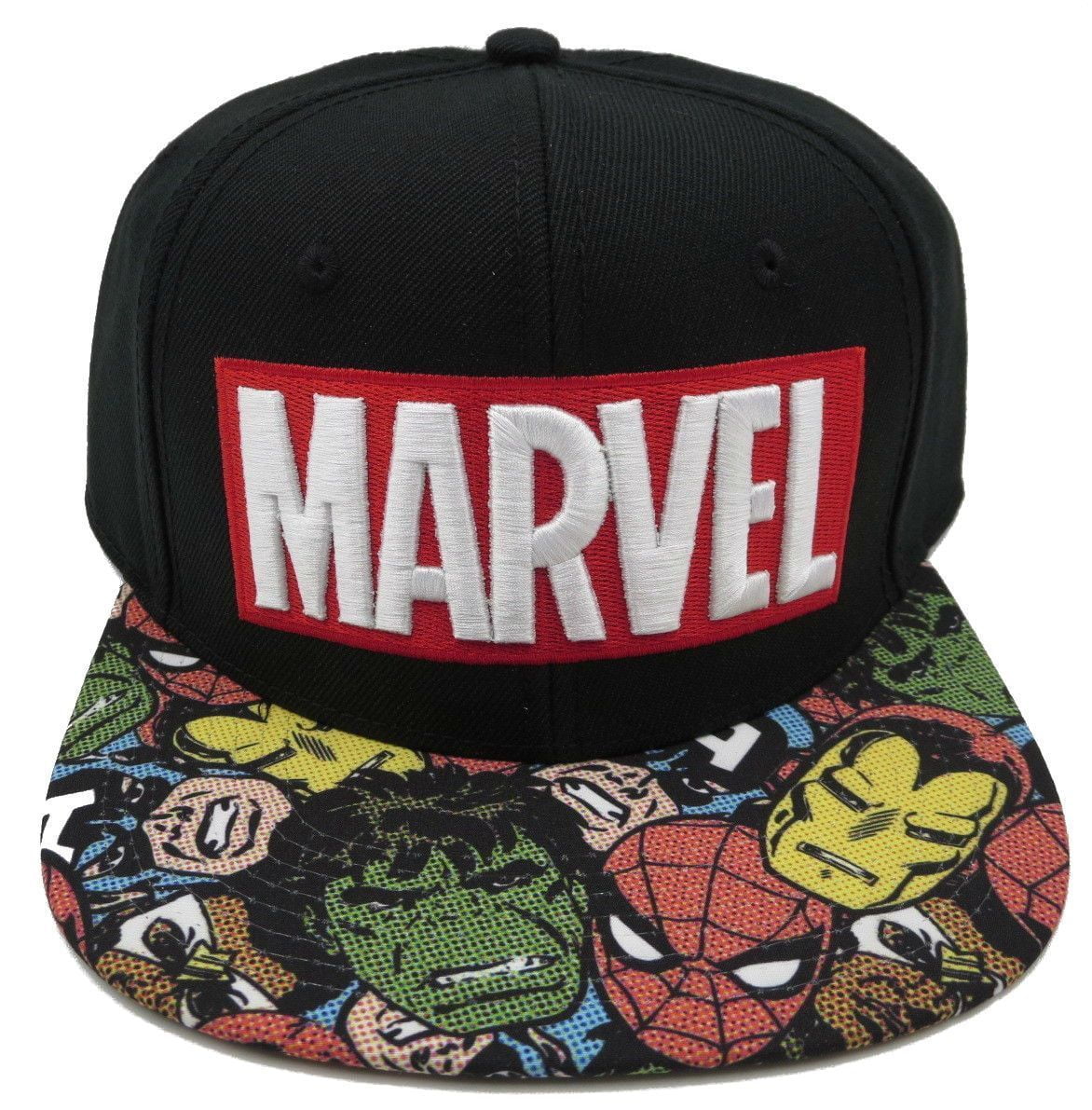 Marvel Comics Snapback Logo with Hero Collage Bill - Walmart.com