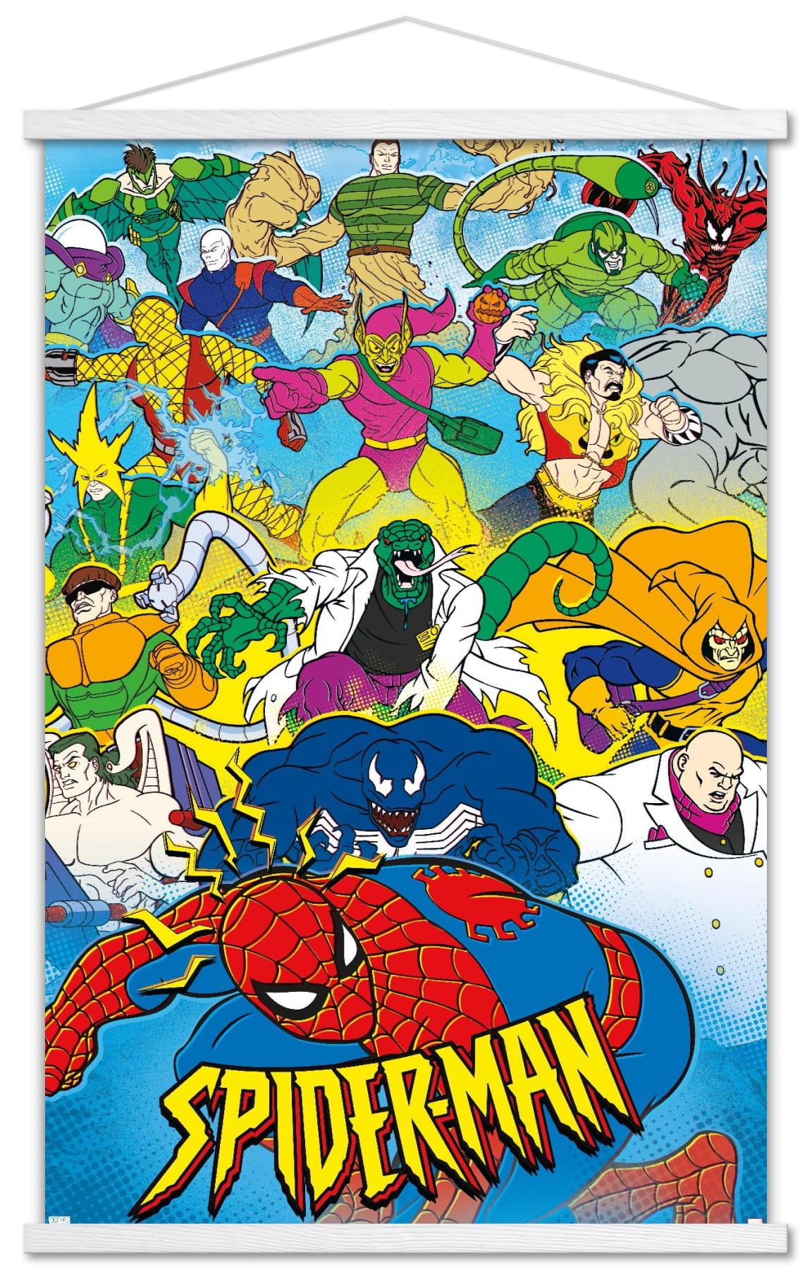 Marvel Comics - Spider-Man - 90s Animated Wall Poster with Wooden ...
